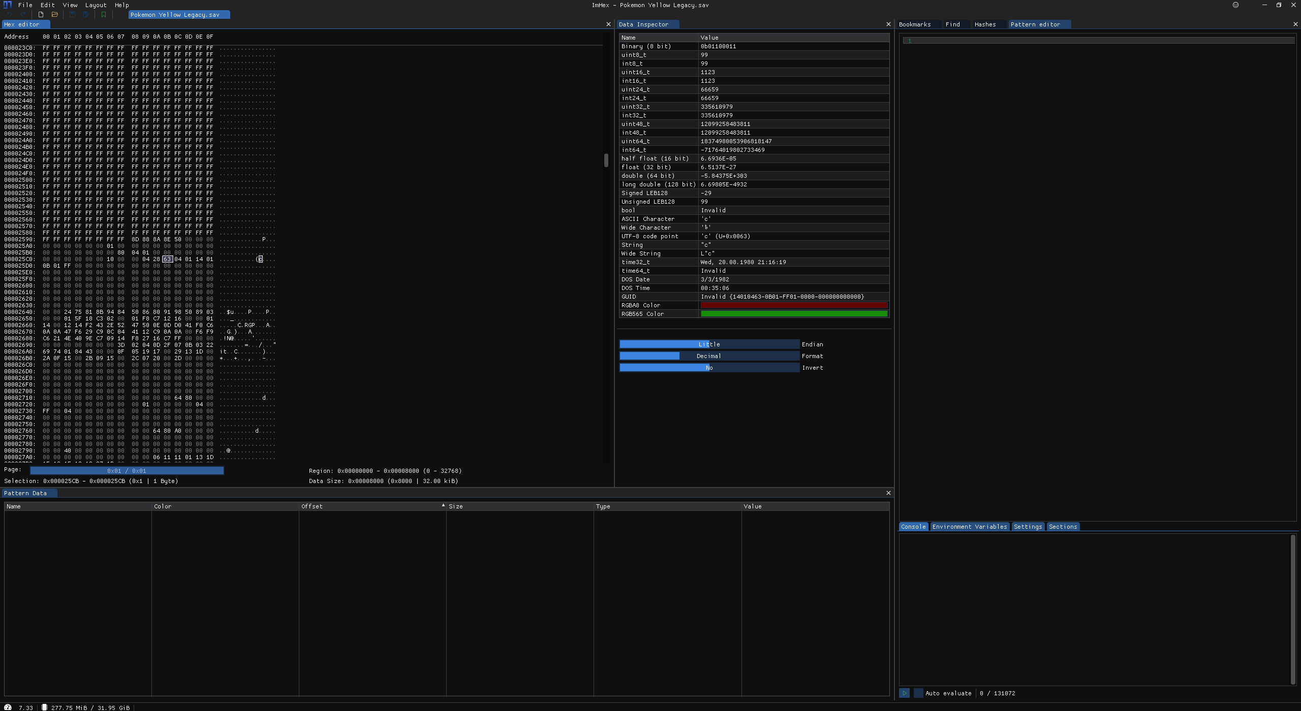 Hacking in Rare Candies in Pokémon Yellow Legacy